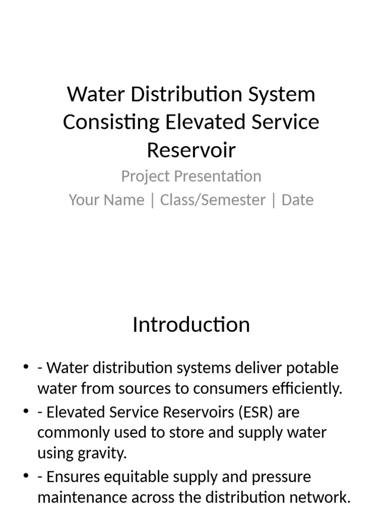 Water Distribution ESR Presentation 1 | PDF