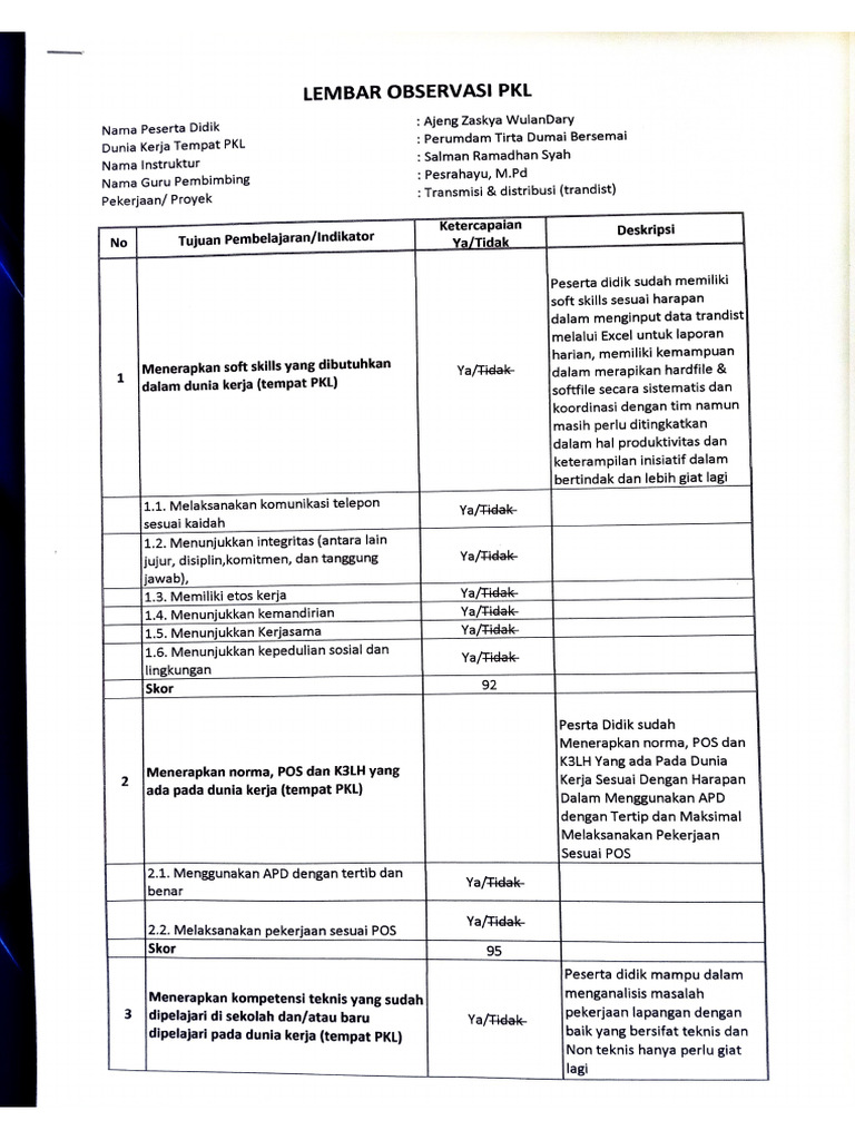Lembar Observasi Ajeng Zaskya | PDF