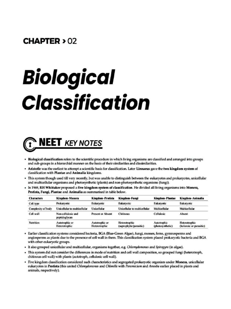 Biological Classification Vol 1 | PDF