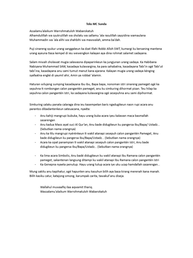 Teks MC Sunda | PDF