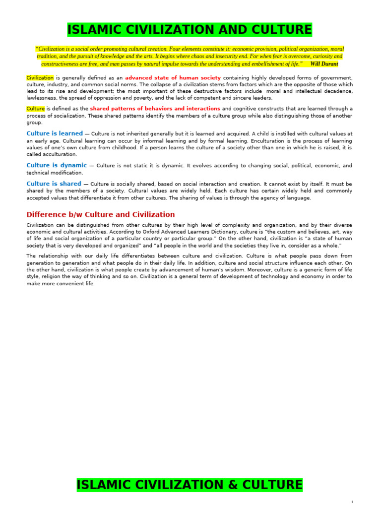 4 - Islamic Civilization and Culture | PDF | Tawhid | Muhammad