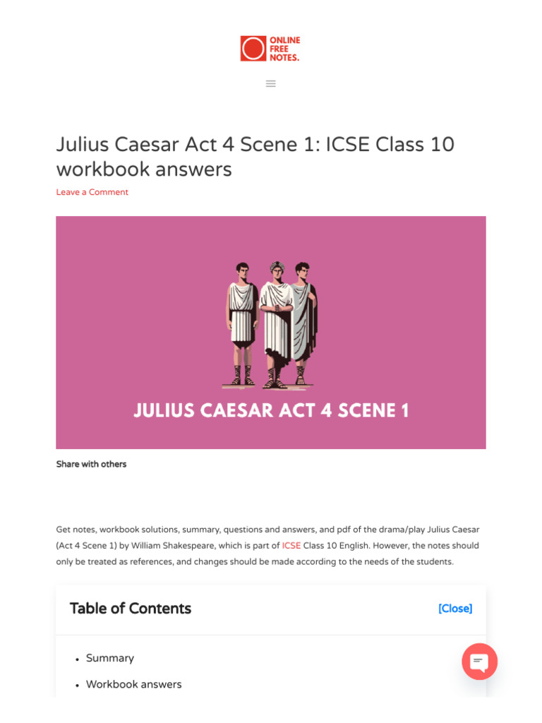 Julius Caesar Act 4 Scene 1 Answers | PDF | Mark Antony | Augustus