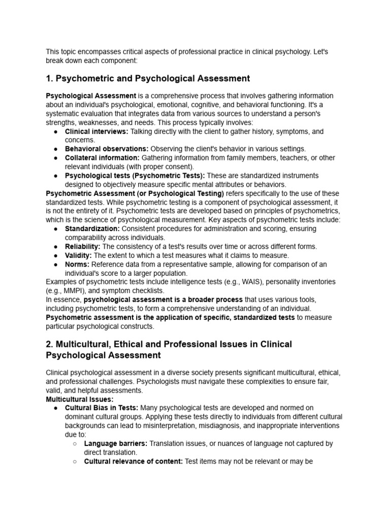 Psychometric Assessment in Clinical Psychology | PDF | Psychometrics ...