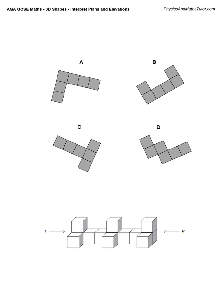 3D Shapes: Plans and Elevations Worksheets | PDF