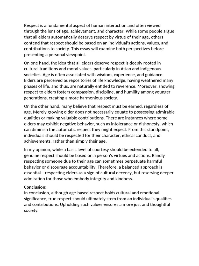 Respect Is A Fundamental Aspect of Human Interaction and Often Viewed ...