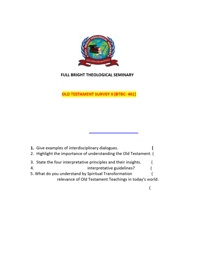 Old Testament Survey Exam Questions | PDF