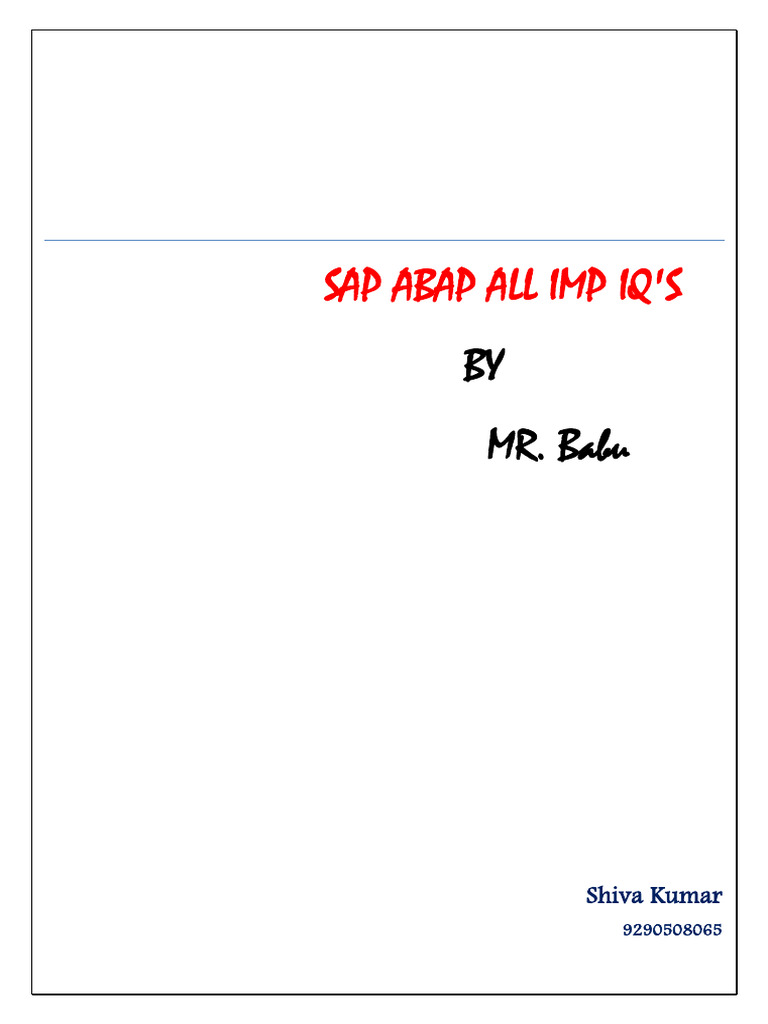 Babu Sap Abap Interview Questions | PDF | Database Index | Databases