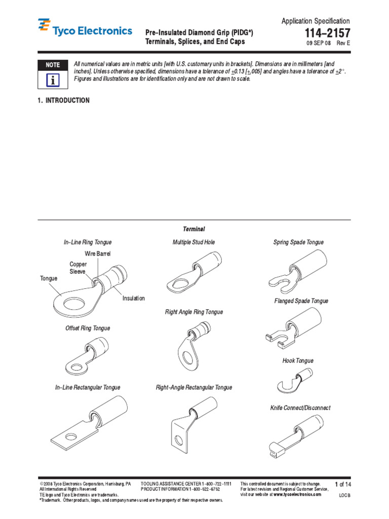 PIDG Terminals and Crimping Specs | PDF | Electrical Conductor | Materials