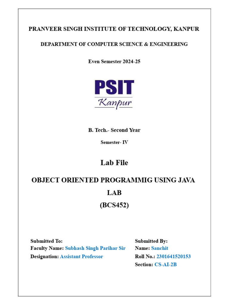 Sanchit Front Page (Java) | PDF