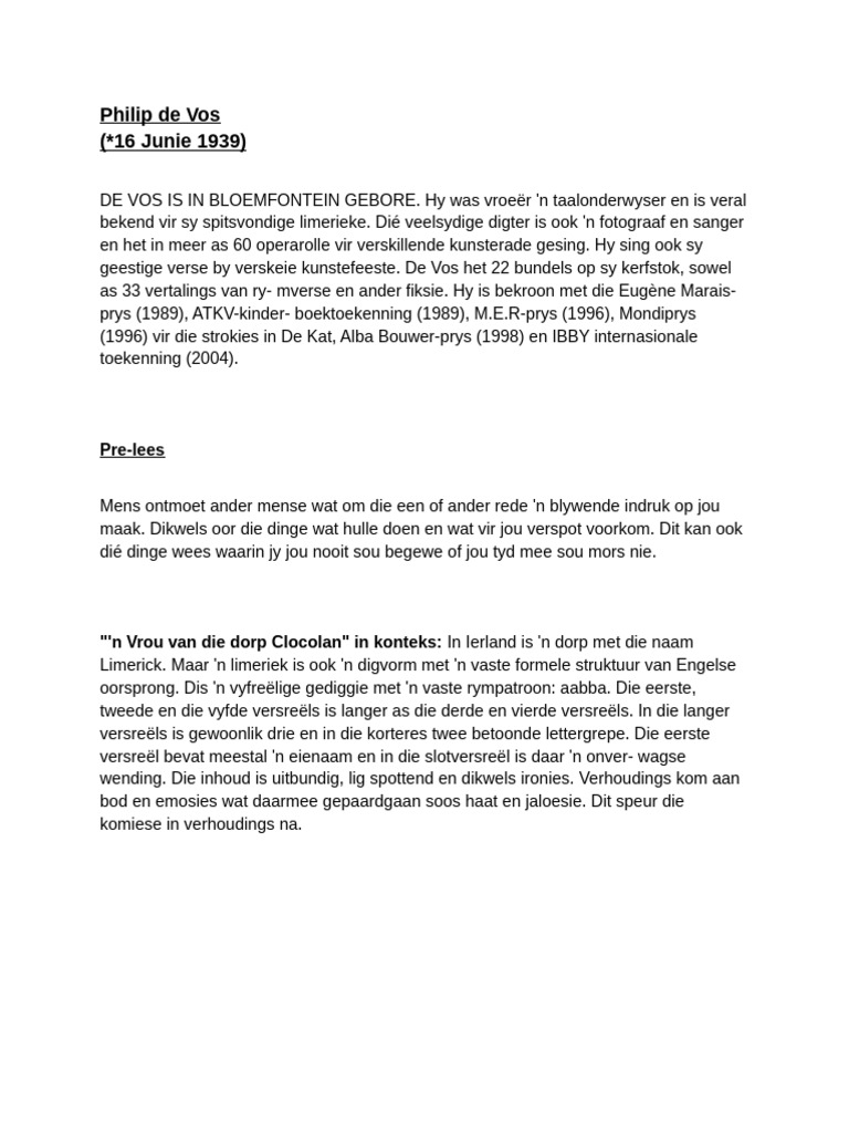 'N Vrou Van Die Dorp Clocolan Philip de Vos | PDF