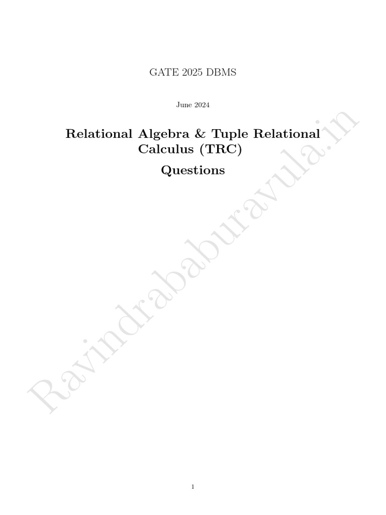 Relational - Algebra Questions | PDF | Chess Theory | Databases