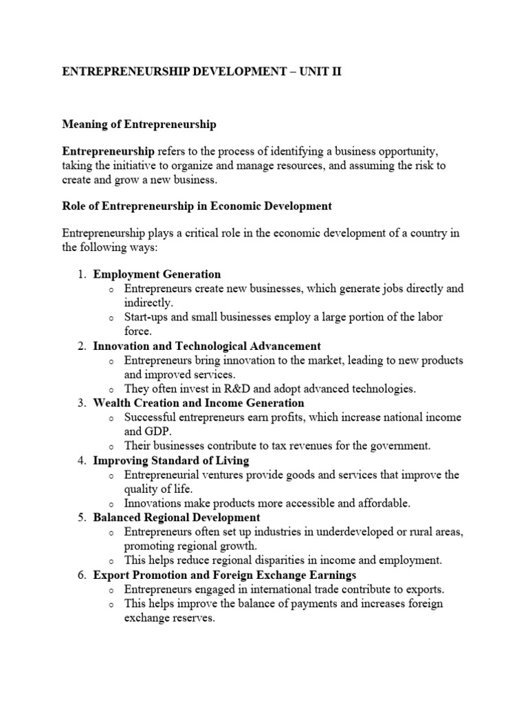 Entrepreneurship Development Unit II | PDF | Entrepreneurship | Social ...