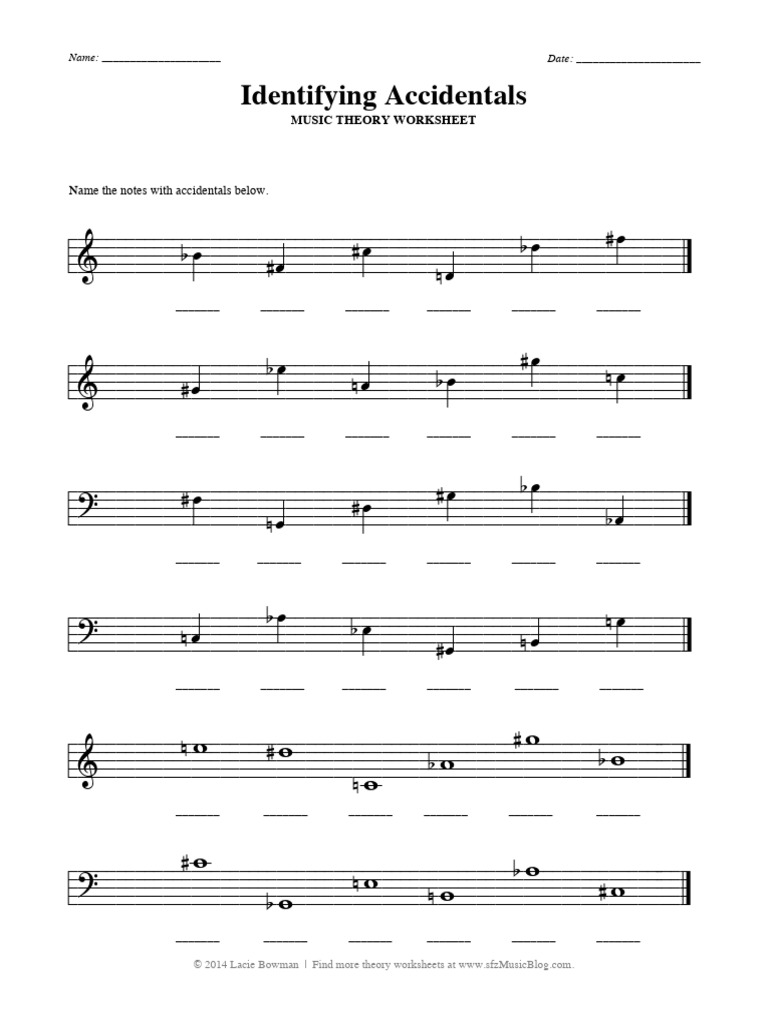 Identifying Accidentals Worksheet | PDF