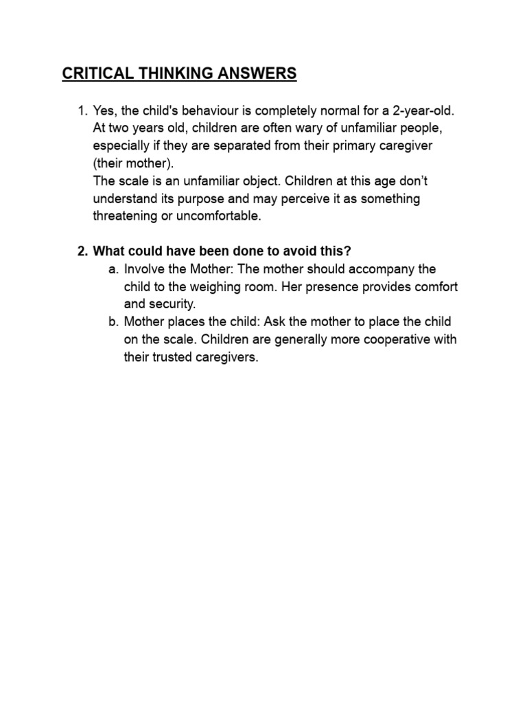 Critical Thinking Answers | PDF