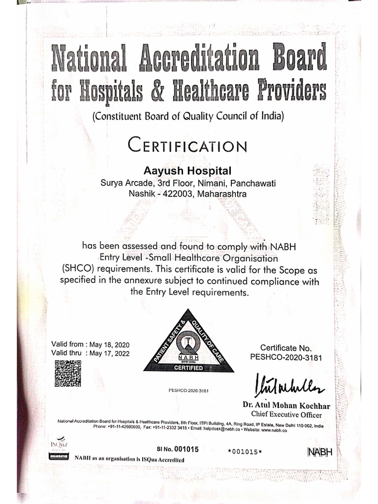 Ayush Last NABH Certificate | PDF