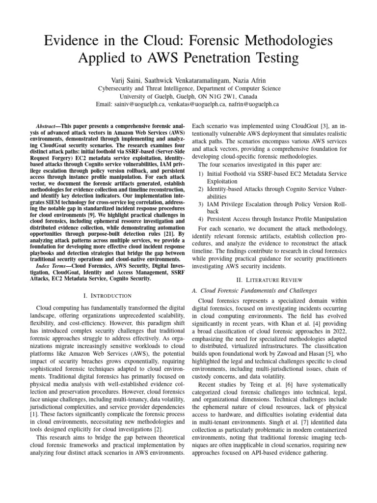Forensic Methodologies for AWS Security | PDF | Cloud Computing ...