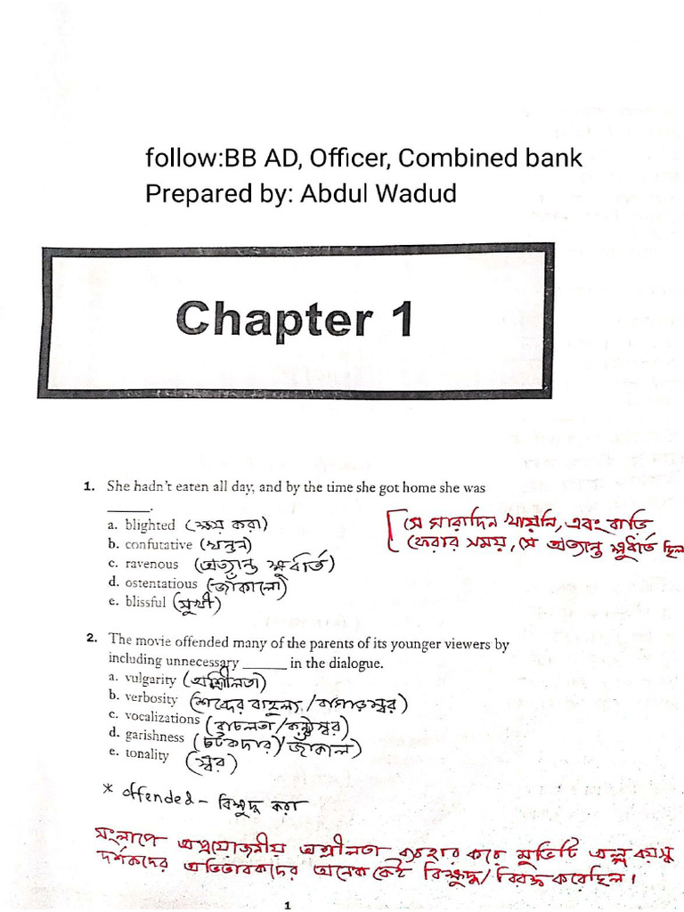 501 Sentence Completion (Chapter 1) | PDF