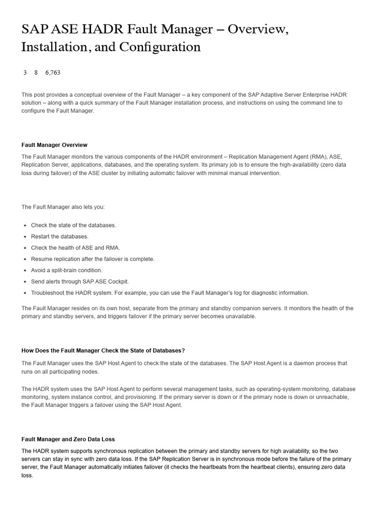 SAP ASE HADR Fault Manager Guide | PDF | Command Line Interface ...