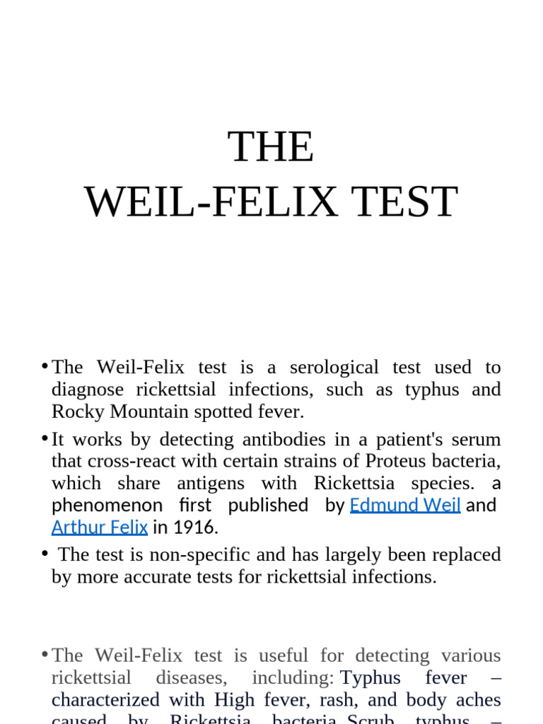 Presentation Weil-Felix Test | PDF | Clinical Medicine | Microbiology