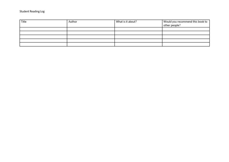 Student Reading Log | PDF