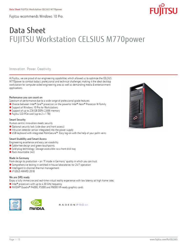 Fujitsu CELSIUS M770power Overview | PDF | Solid State Drive | Bios