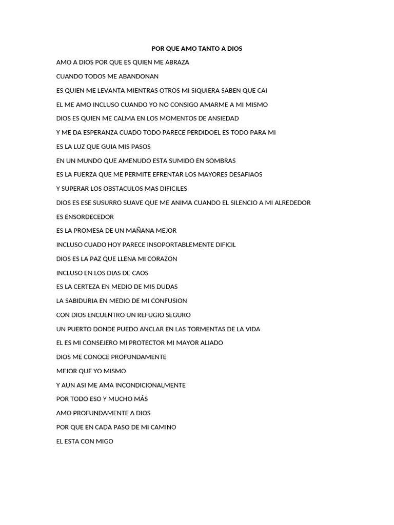 Por Que Amo Tanto A Dios | PDF