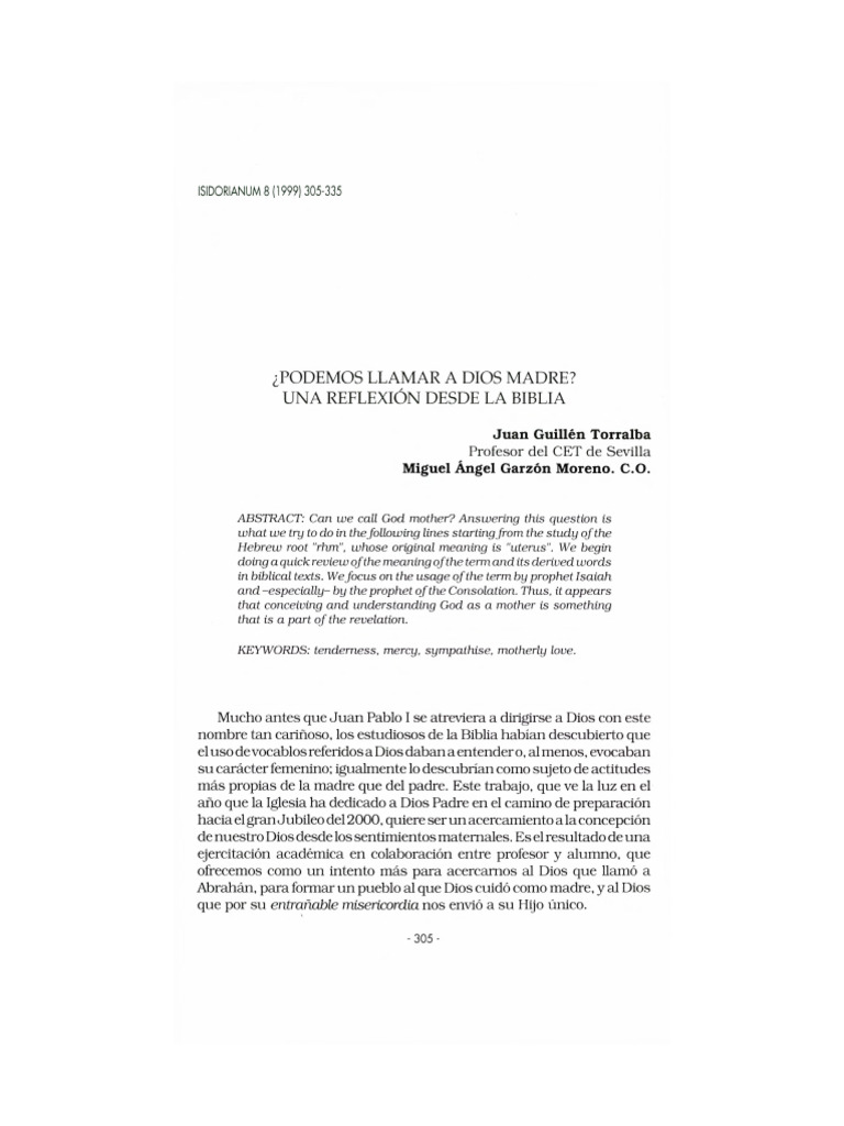 ¿Podemos Llamar A Dios Madre, Juan Guillén Torralba | PDF | Amor | Dios
