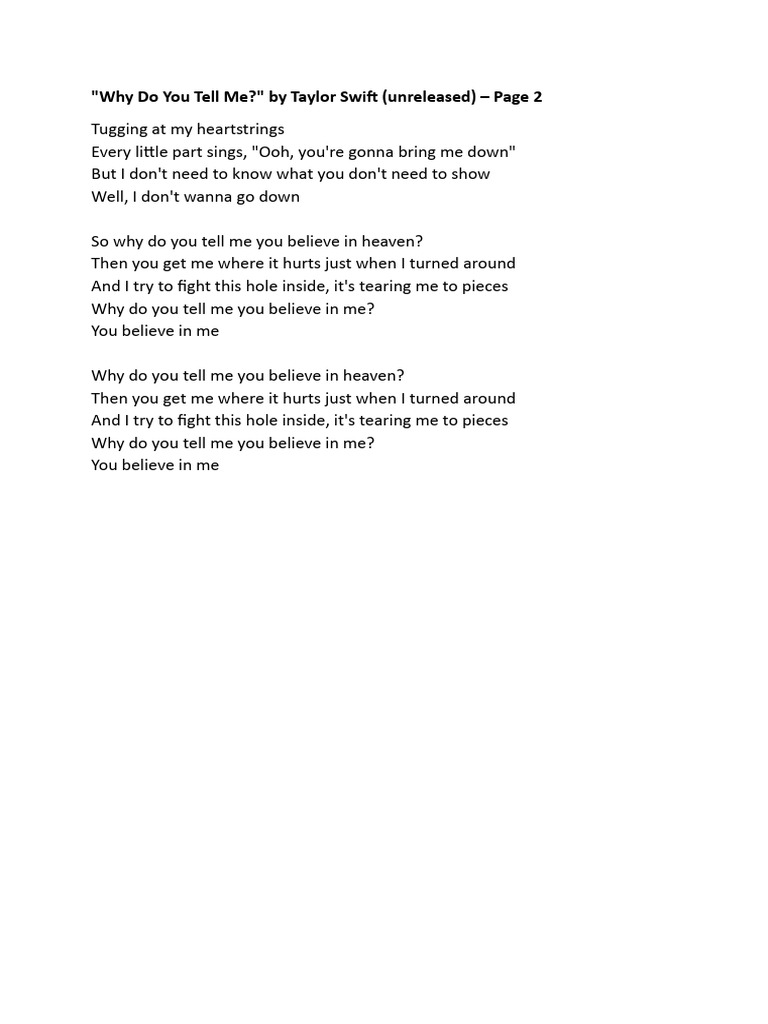 Taylor Swift's Unreleased Songs Lyrics-22 | PDF