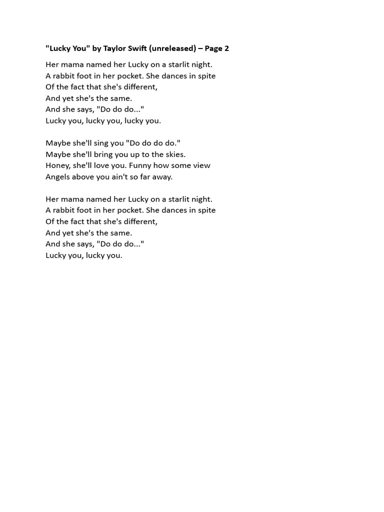Taylor Swift's Unreleased Songs Lyrics-18 | PDF