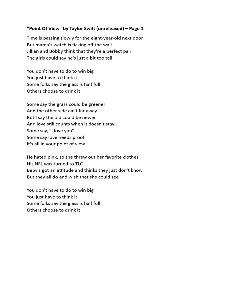 Taylor Swift's Unreleased Songs Lyrics-19 | PDF