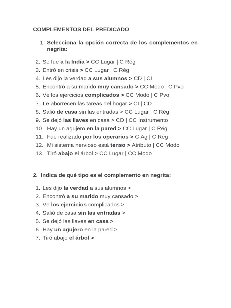 Complementos 1 | PDF