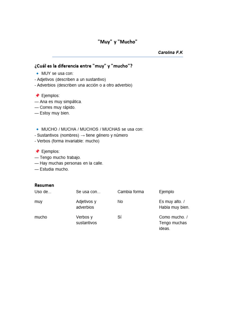 Muy - y - Mucho - Guia y Ejercicios | PDF | Adverbio | Lingüística