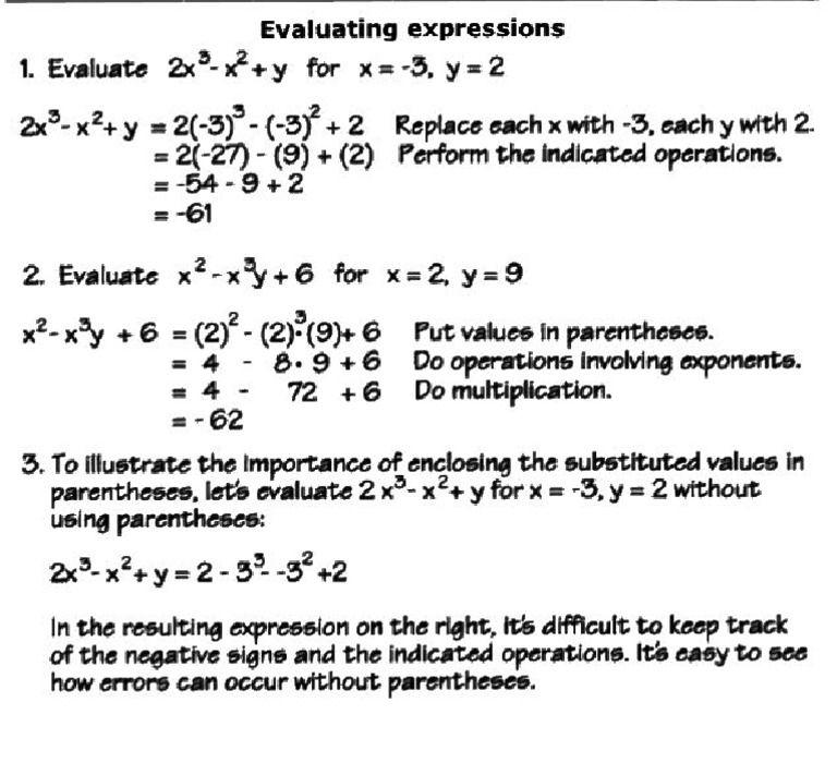 Evaluating Expressions 1 | PDF