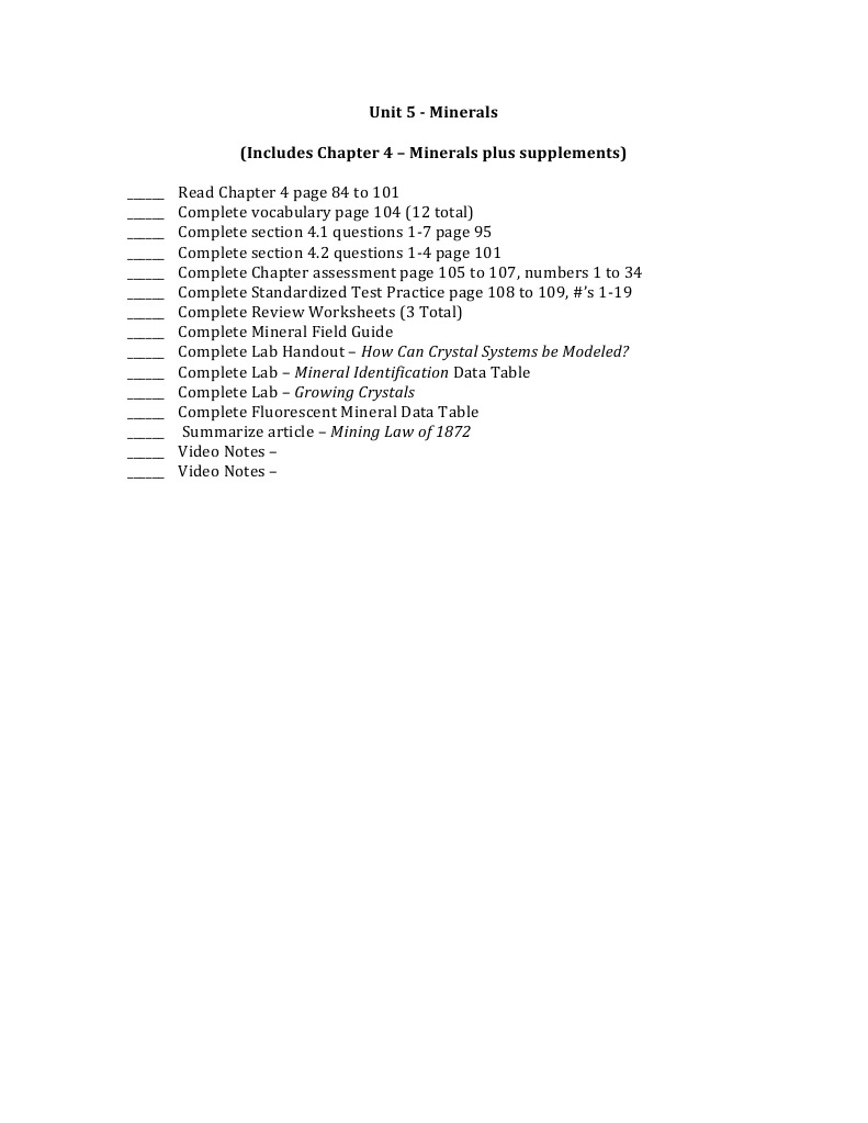 Unit 5: Minerals Study Guide | PDF