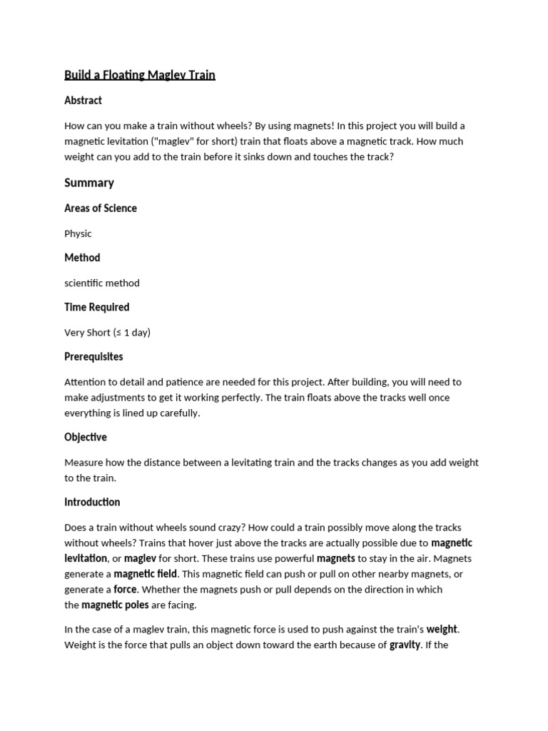 Build A Floating Maglev Train | PDF | Compass | Force
