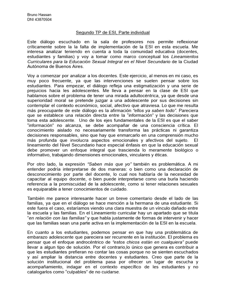 ESI TP Final | PDF | Educación sexual
