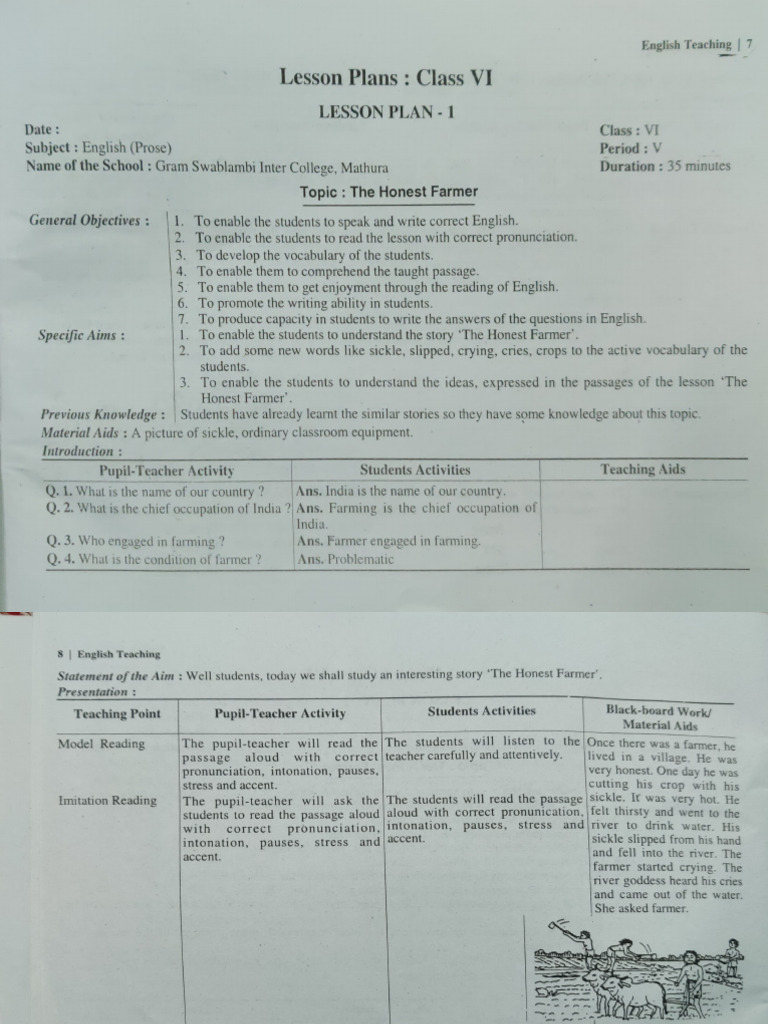 English Full Lesson Plans | PDF