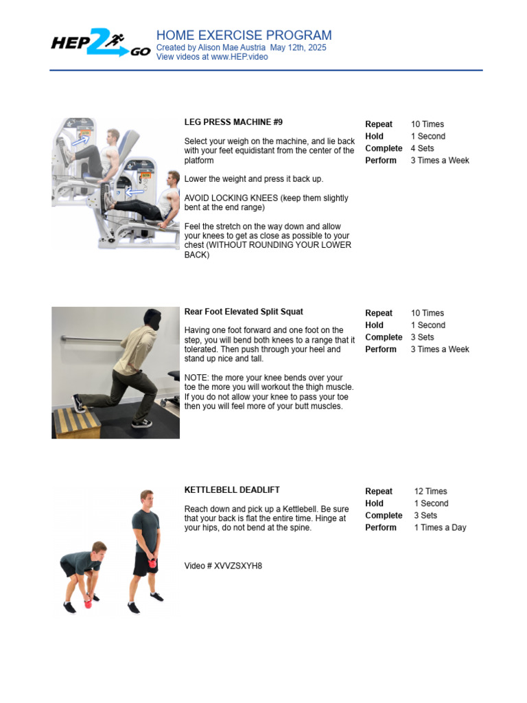 Knee-Focused Home Exercise Program | PDF | Foot | Knee