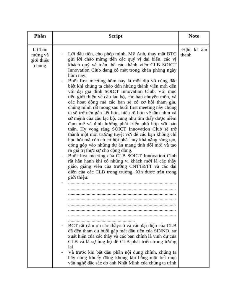 Script MC First Meeting | PDF