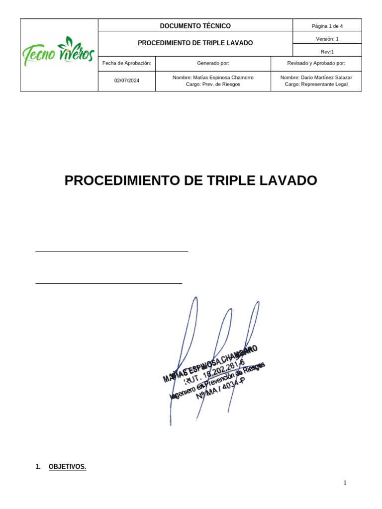 Procedimiento de Triple Lavado de Envases | PDF