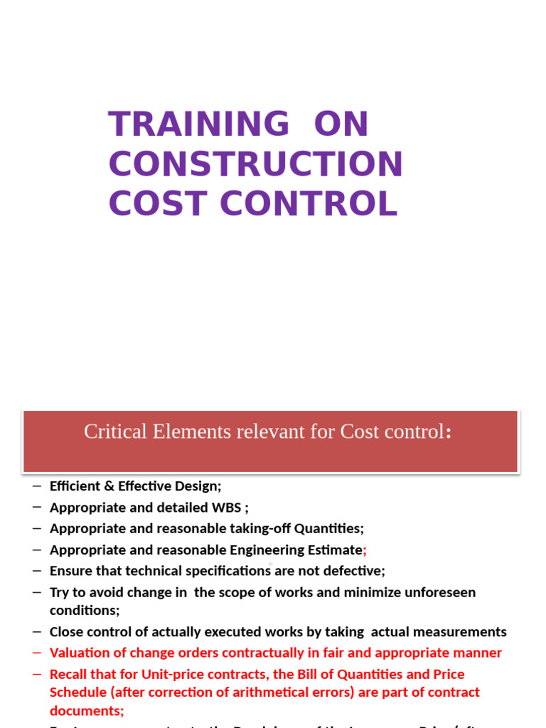 Construction Cost Control | PDF | Valuation (Finance) | Prices