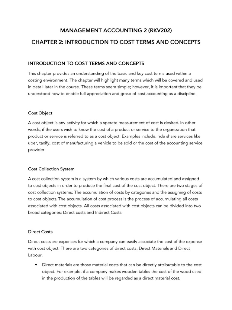 Chapter 2 - Introduction To Cost Terms and Concepts (2025) | PDF