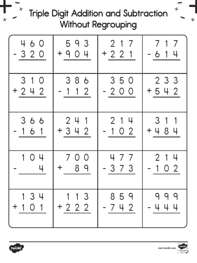 3-Digit Addition & Subtraction Worksheets | PDF