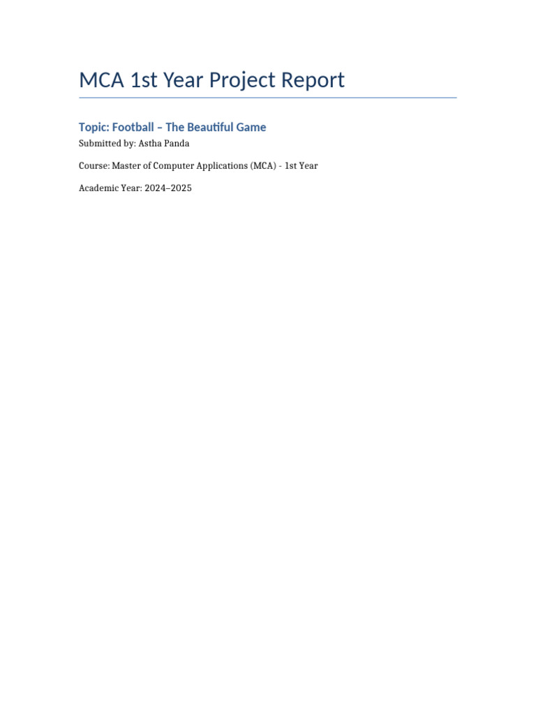 Football MCA Project Report | PDF