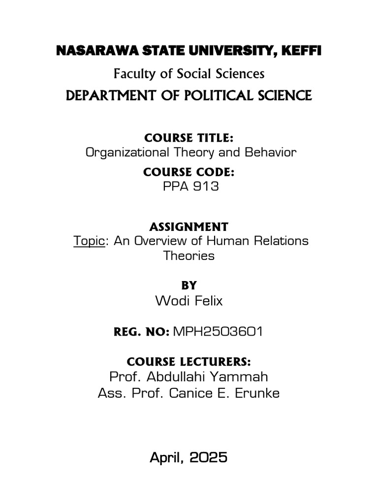 Overview of Human Relations Theories | PDF | Leadership ...