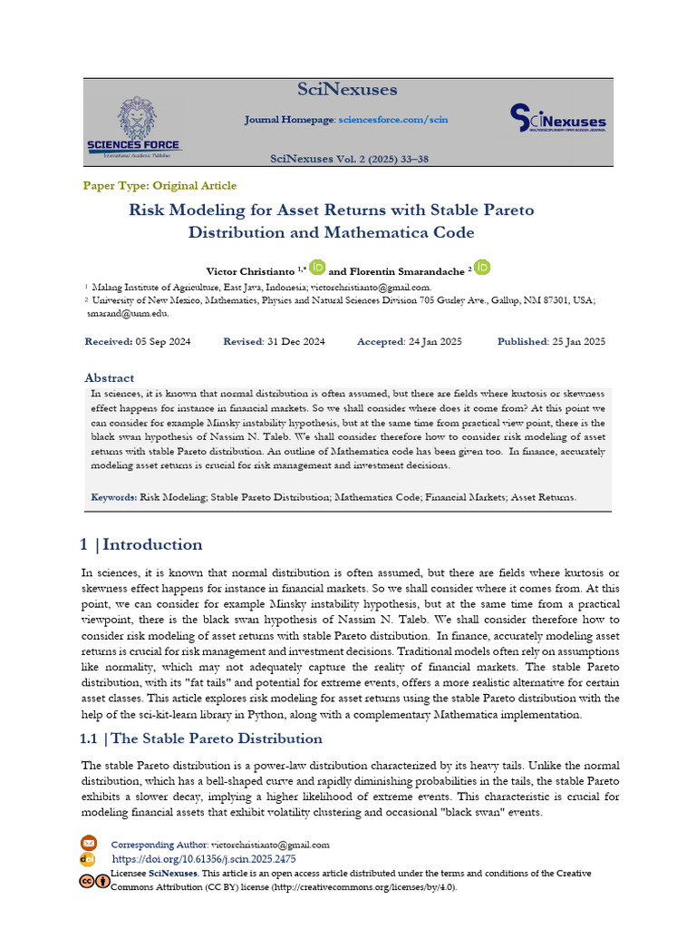 Risk Modeling with Stable Pareto Distribution | PDF | Value At Risk ...