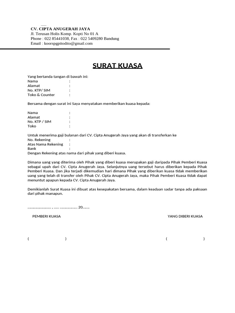 Format Surat Kuasa | PDF