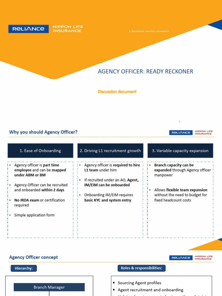 Agency Officer_Ready Reckoner | PDF