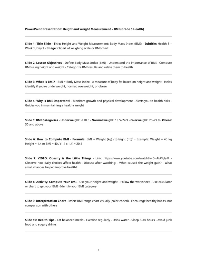 Bmi Lesson | PDF
