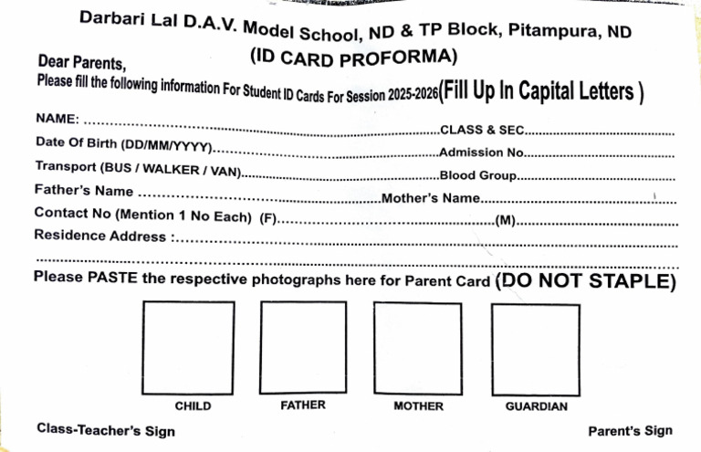 I Card - Proforma - 2025-26 | PDF